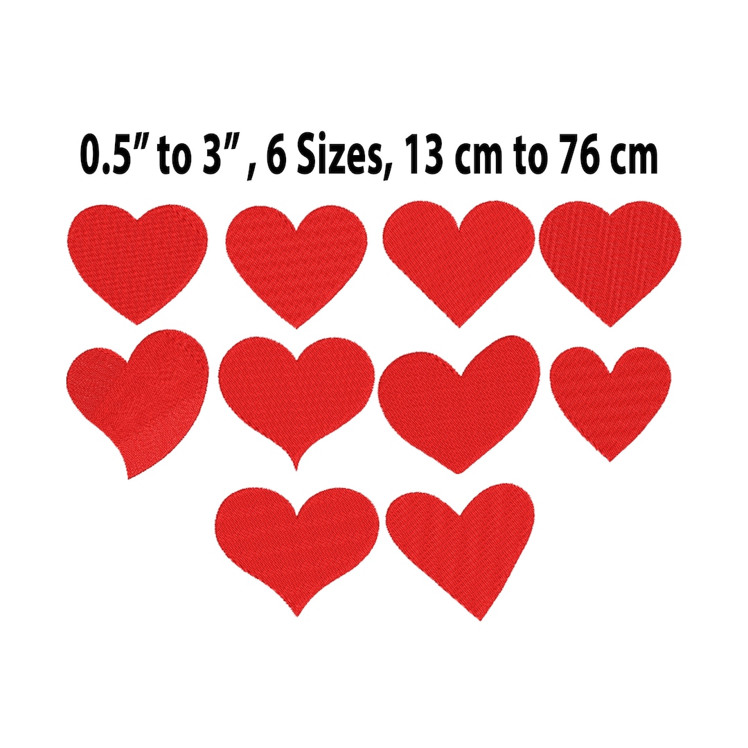 10 Mini Hearts Embroidery Designs, 6 Sizes, Heart Machine Embroidery ...