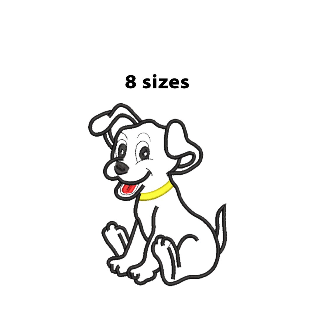 Dog Silhouette Machine Embroidery Design, 8 Sizes, Cute Dog Outline ...