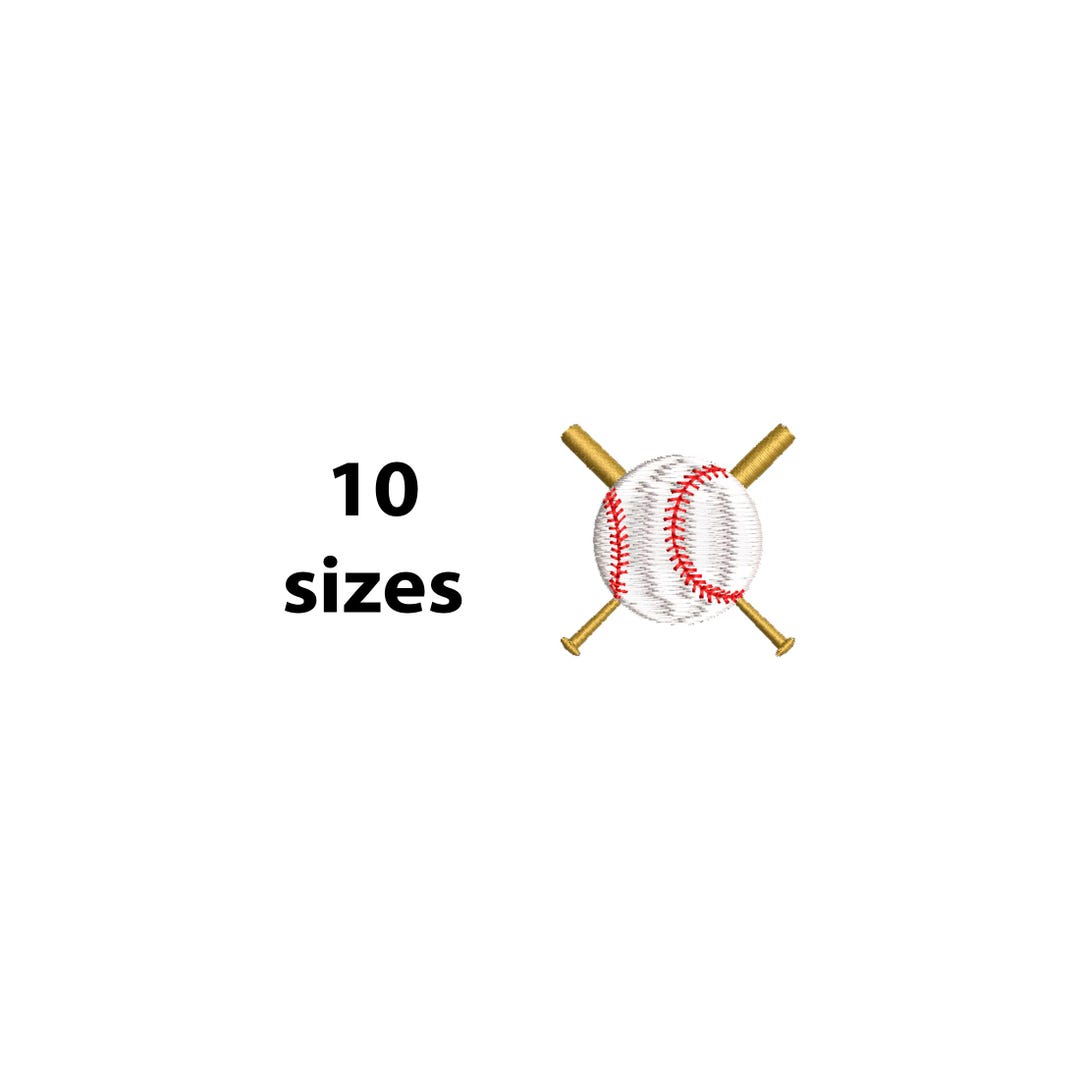 Mini Baseball Embroidery Design, 10 Sizes, Baseball Bats and Ball ...
