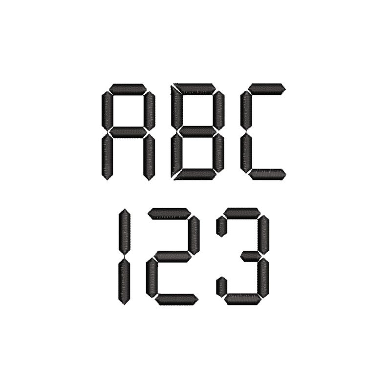 Digital Clock Embroidery Font, 7 Sizes, A-Z & 0-9 Sorted, Machine Embroidery Alphabet ...