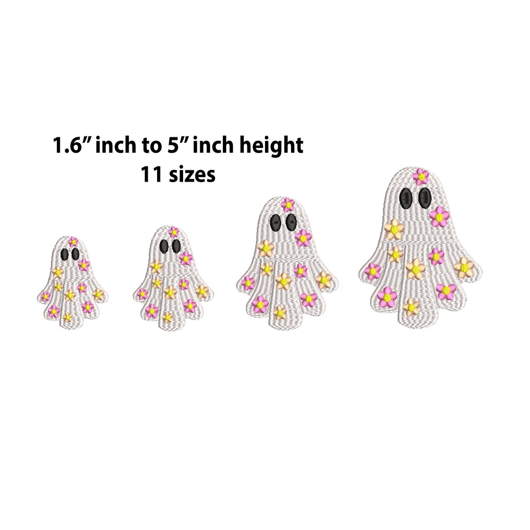 Mini Floral Ghost Embroidery Design, 11 Size, Ghost Machine Embroidery ...