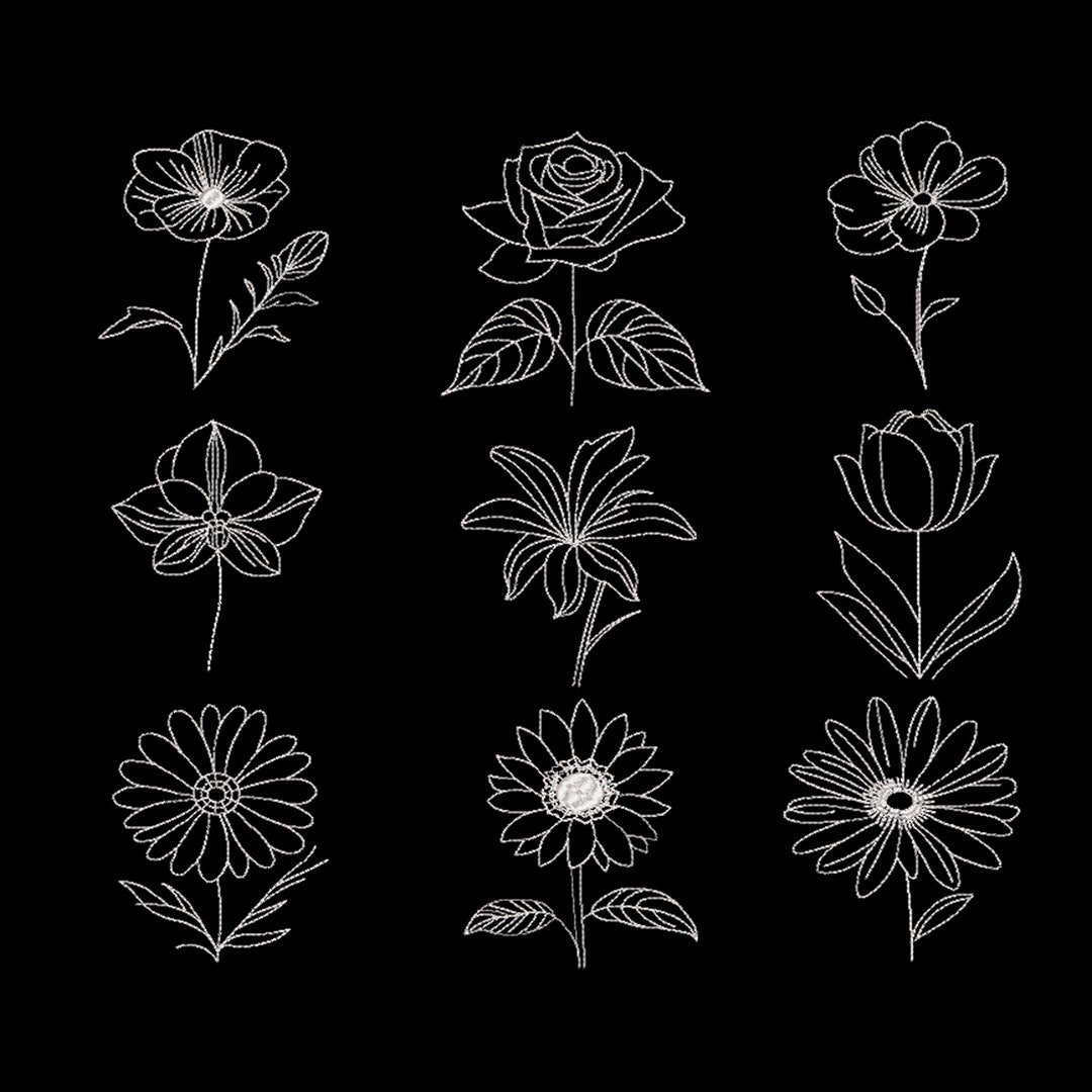 9 Spring Flowers Machine Embroidery Designs, 10 Sizes, Meadow Flowers ...