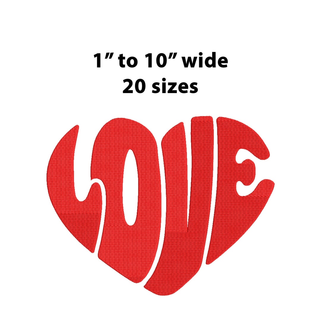 Love Heart Shape Embroidery Design, 20 Sizes, Heart Love Machine ...