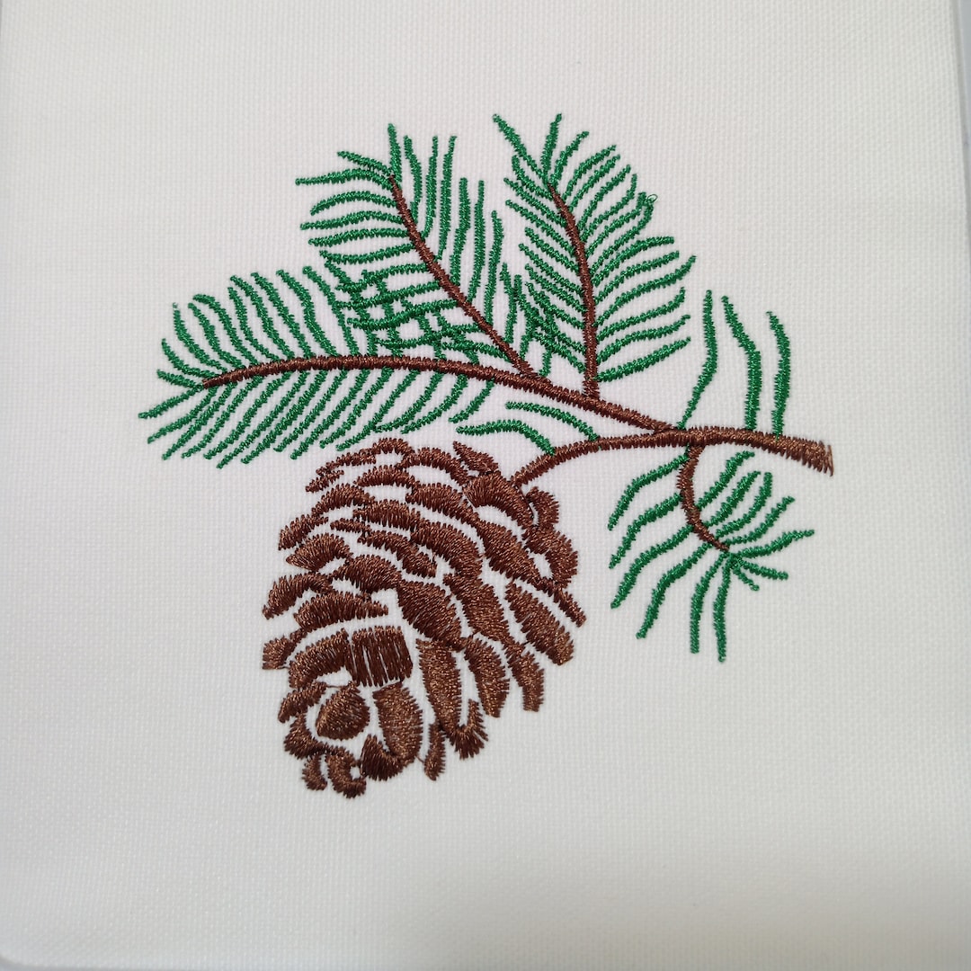 Christmas Pine Cone Machine Embroidery Design, Mistletoe Botanical Bow ...