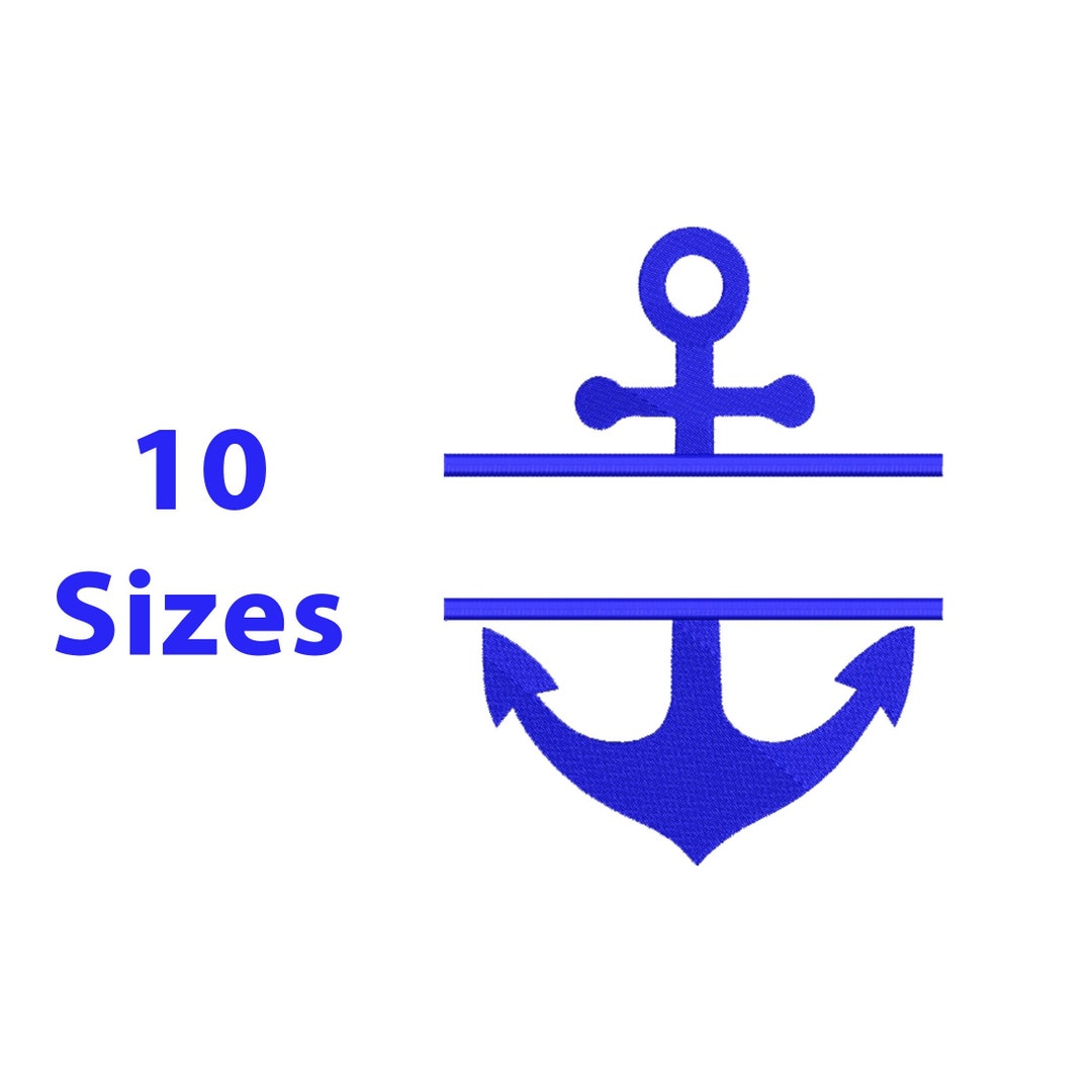Anchor Split Machine Embroidery Design, 10 Sizes, Mini to Large Anchor ...