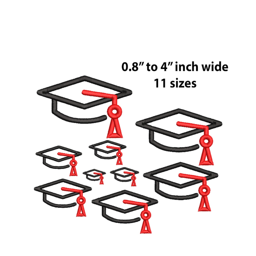 Mini Graduation Embroidery Designs, 11 Sizes, Graduation Cap Machine ...