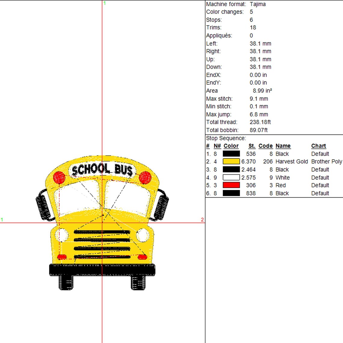 School Bus Embroidery Design, 10 Sizes, Bus Machine Embroidery Design ...