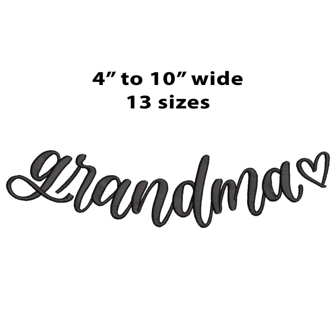 Curved Grandma Embroidery Design, 13 Sizes, Grandma Collar Machine ...
