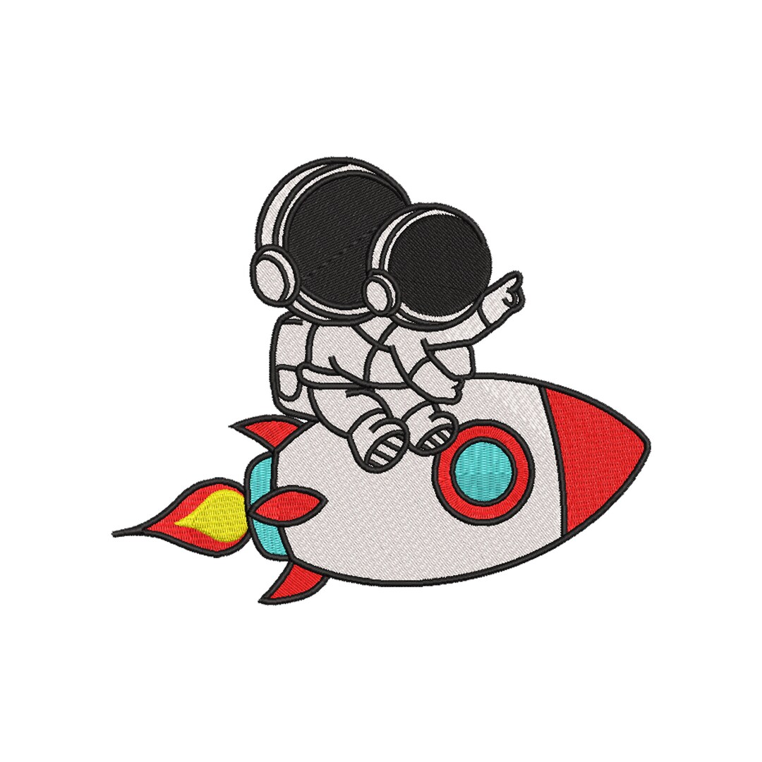 Astronaut Embroidery Design, 7 Sizes, Astronauts on Rocket Machine ...