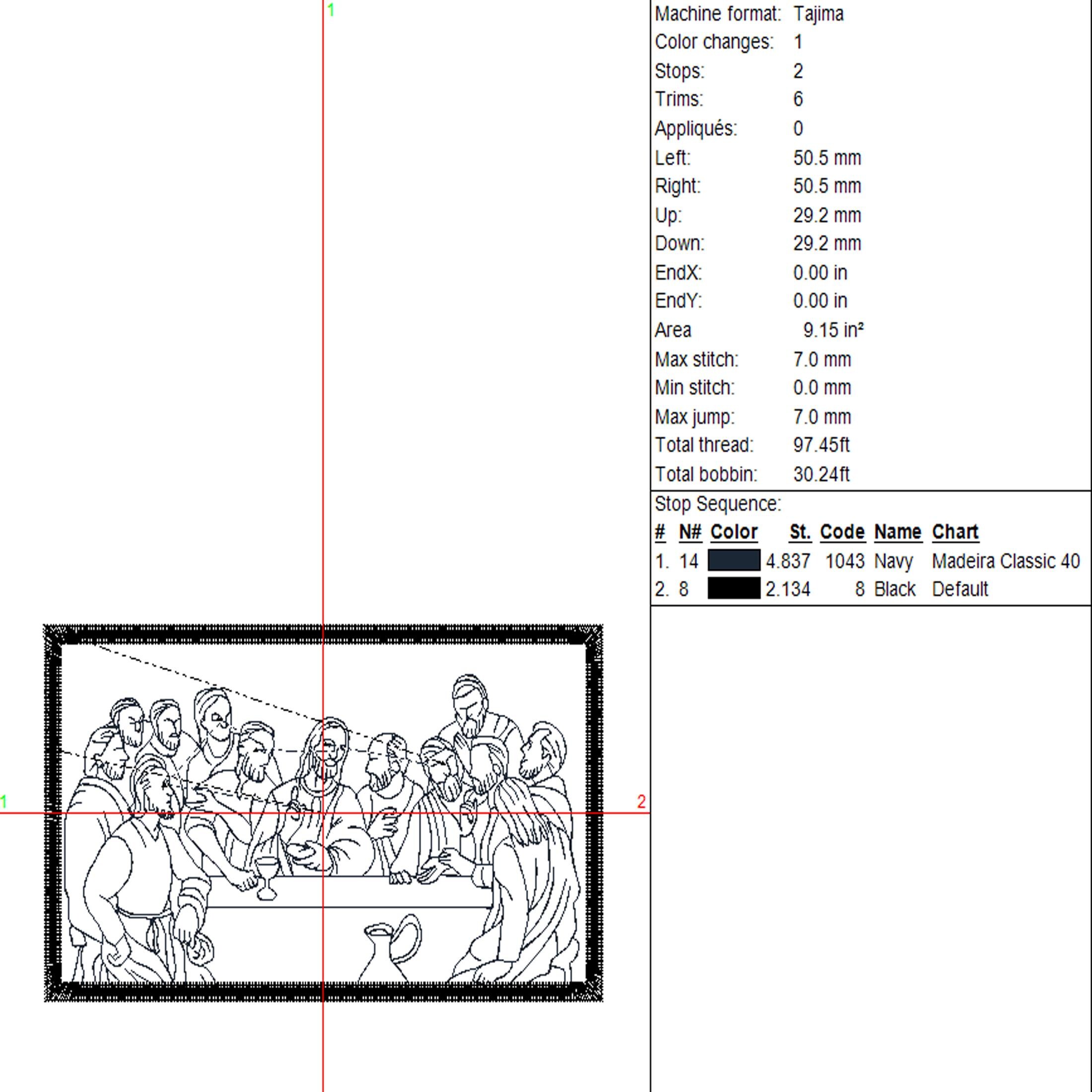Last Supper Embroidery Design, 8 Sizes, Last Supper Machine Embroidery ...