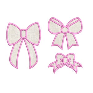 3 Separate Bow Applique Machine Embroidery Design, 25 Size, Bow ...