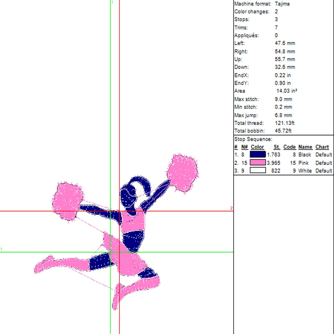 Cheerleader Embroidery Design, 10 Sizes, Cheer Leader Jump Machine ...
