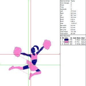 Cheerleader Embroidery Design, 10 Sizes, Cheer Leader Jump Machine ...