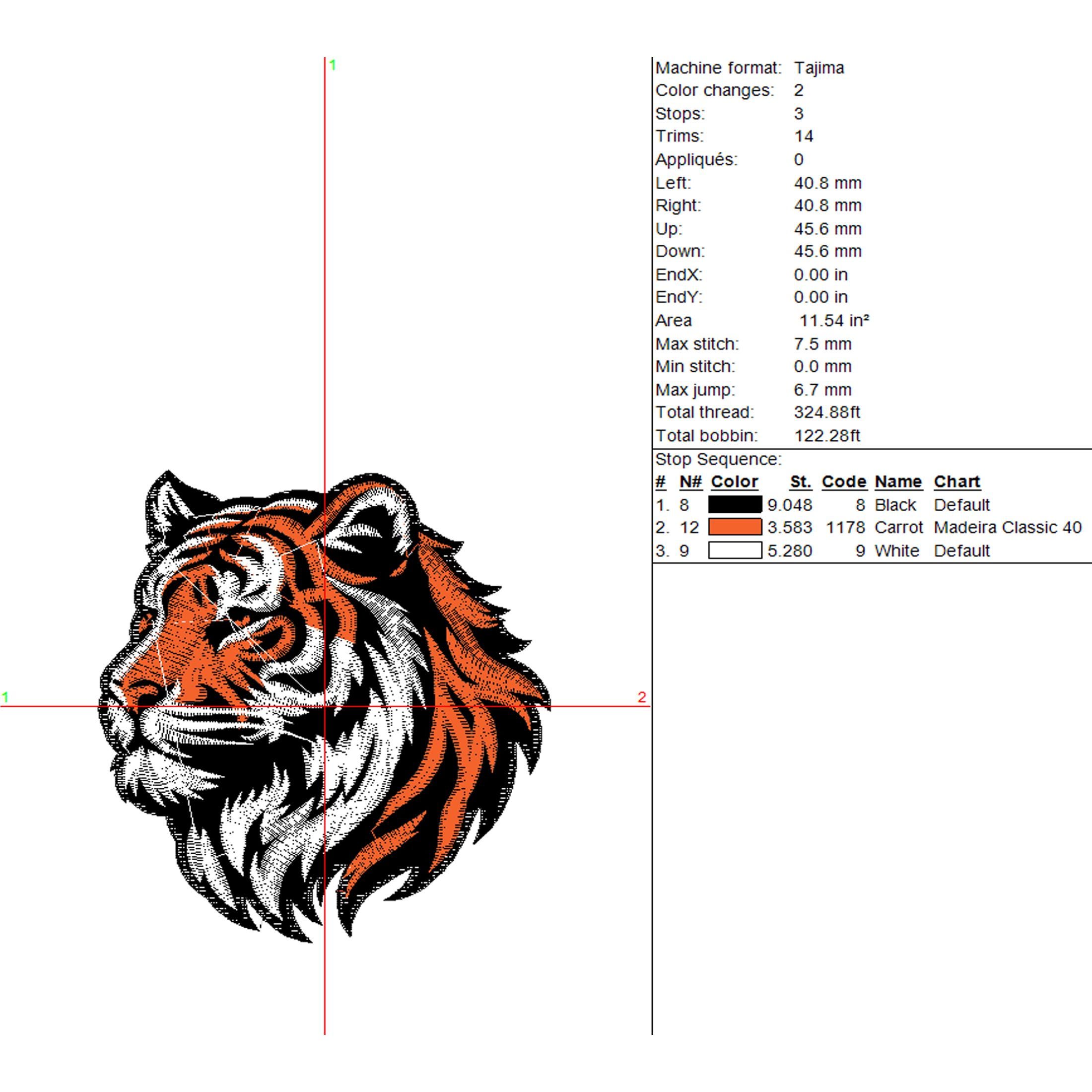 Tiger Embroidery Design, 15 Sizes, Tiger Head Machine Embroidery Design ...