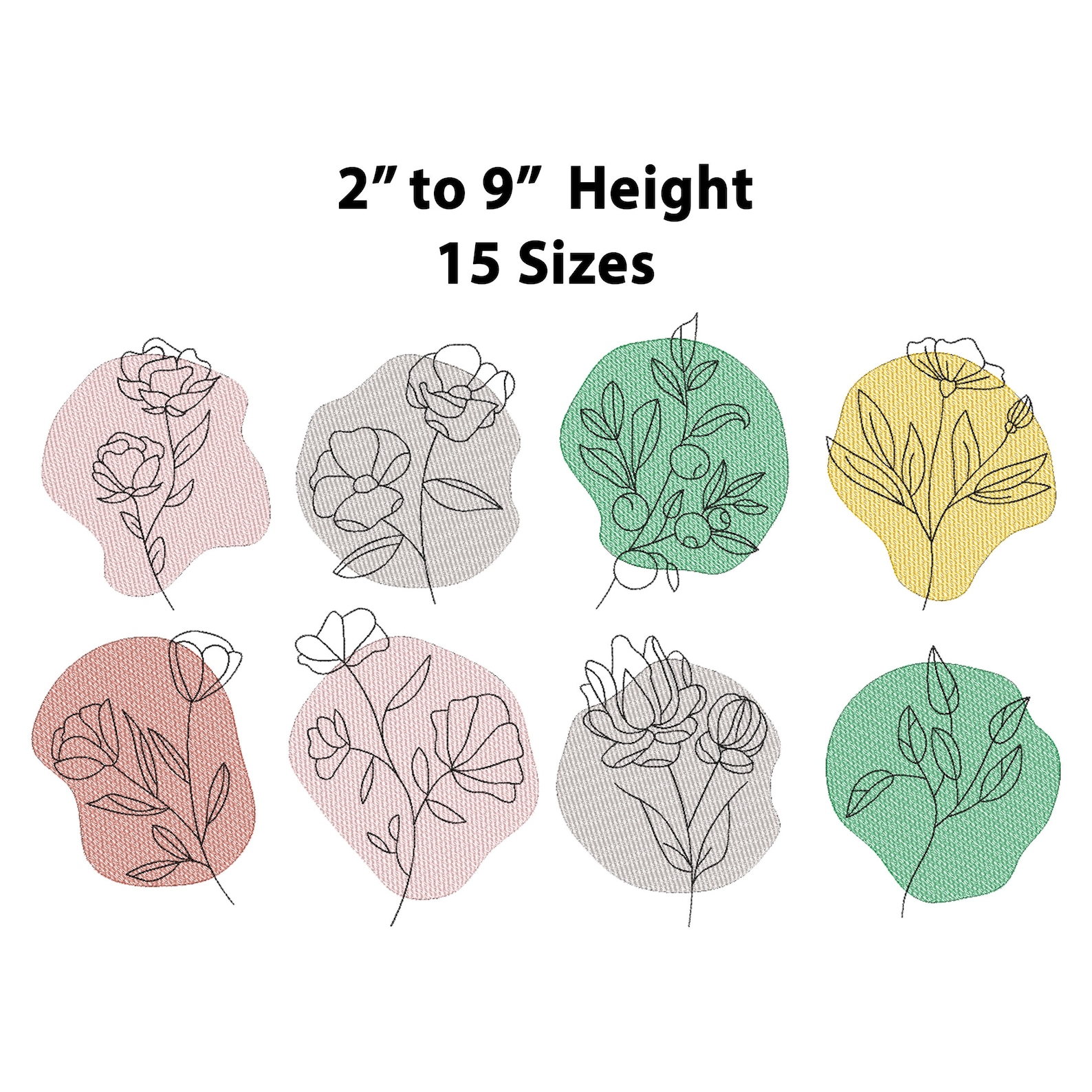8 Boho Wild Flowers Machine Embroidery Designs, 15 Sizes, Meadow ...