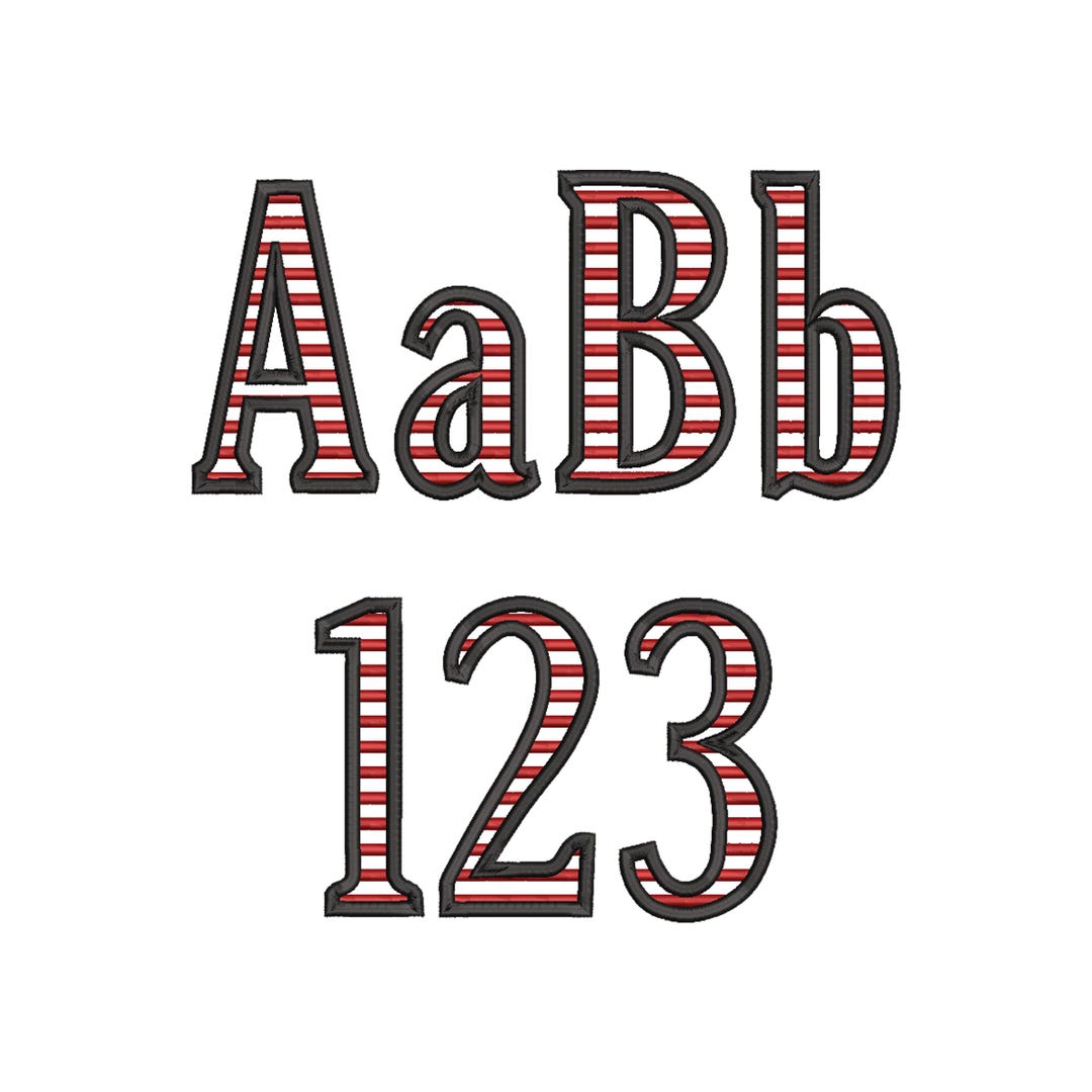Block Striped Embroidery Font, 7 Size, Block Striped Machine Embroidery ...