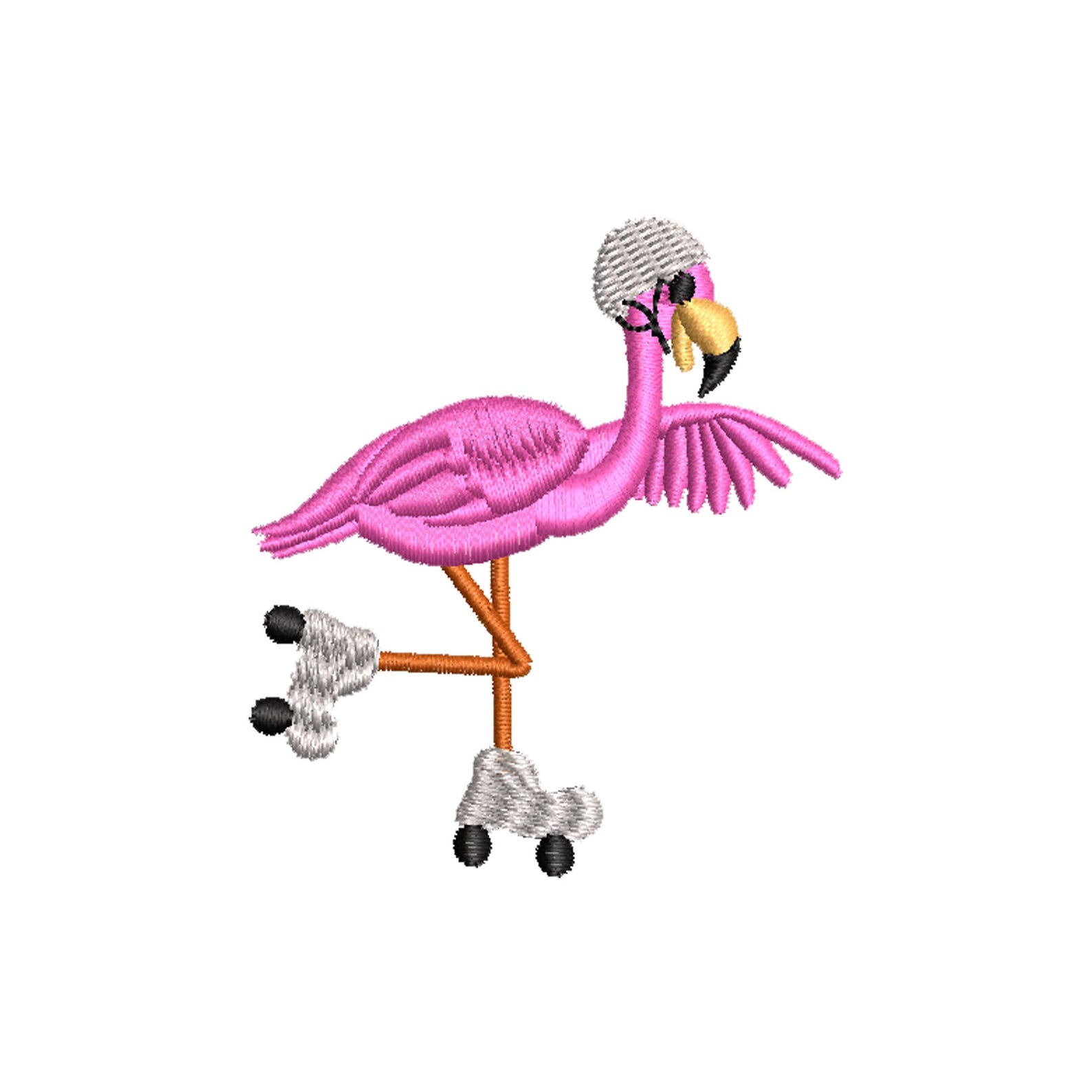 Flamingo Roller Embroidery Design, 10 Size, Little Flamingo on Roller ...