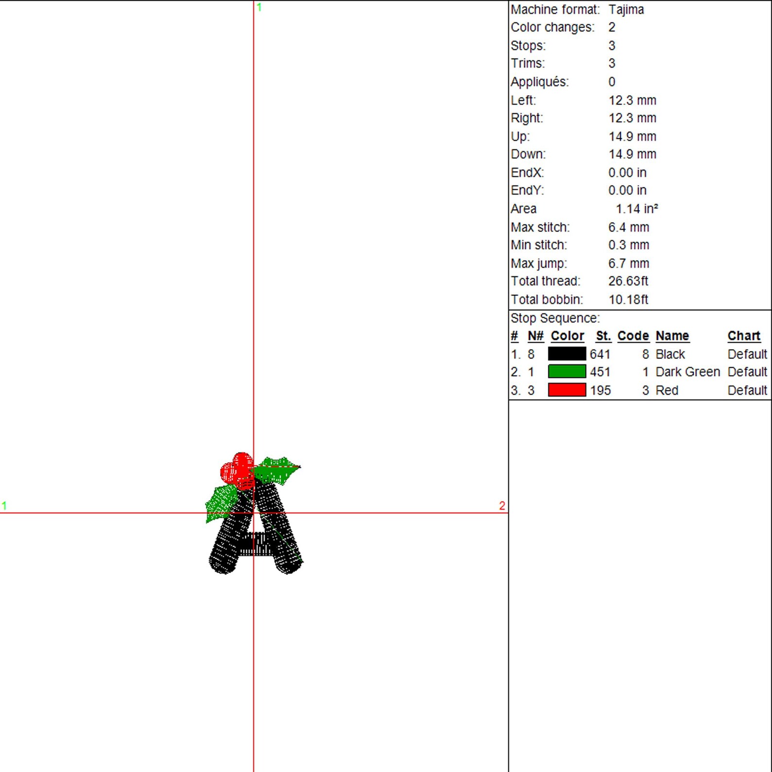 Christmas Mistletoe Embroidery Font Design, 8 Sizes, A-Z Sorted ...