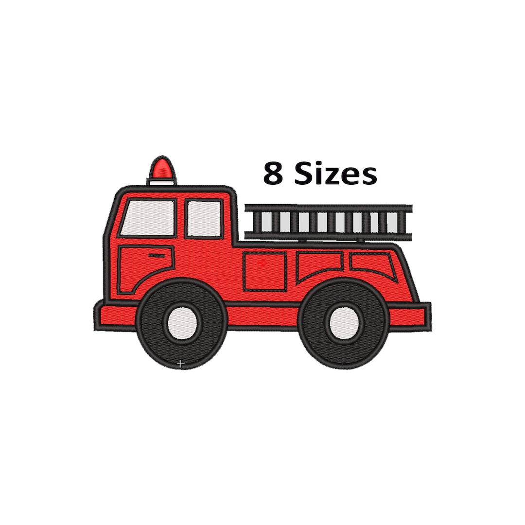 Mini Fire Truck Machine Embroidery Design File, 6 Sizes, Fire Truck ...