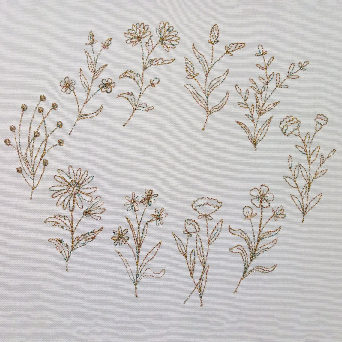 10 Wild Flowers Machine Embroidery Designs, 5 Sizes, Meadow Flowers ...