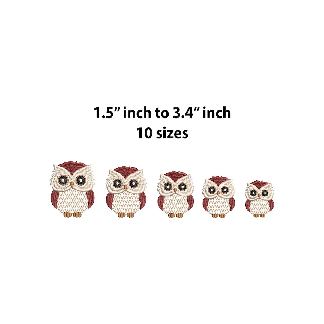 Mini Owl Embroidery Design, 10 Sizes, Owl Machine Embroidery Design ...