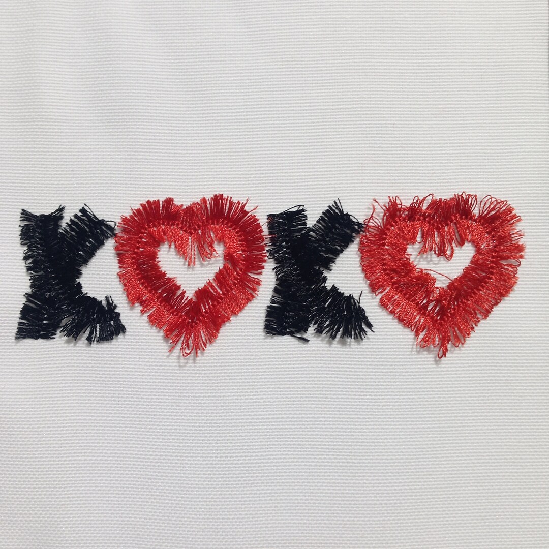 Fluffy Fringed Xoxo Machine Embroidery Design, 9 Size, Fluffy Fringed ...