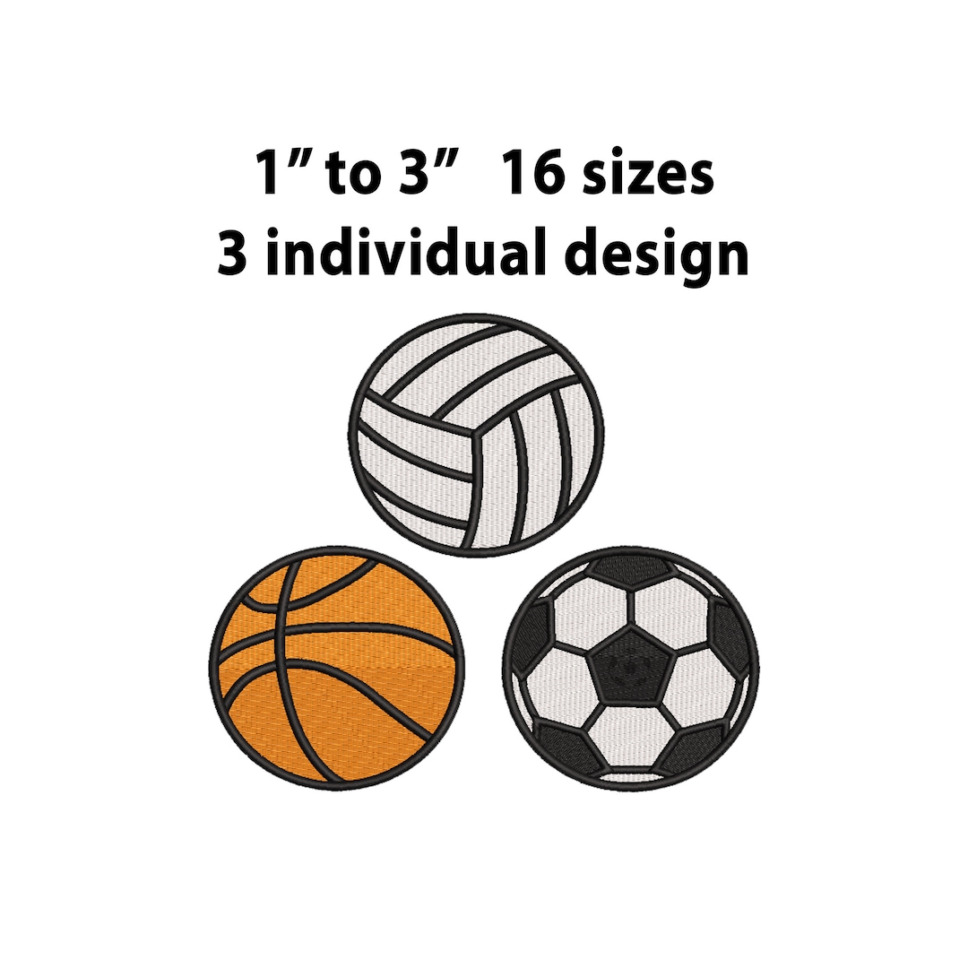 3 Mini Ball Machine Embroidery Designs, 16 Sizes, Soccer Ball ...