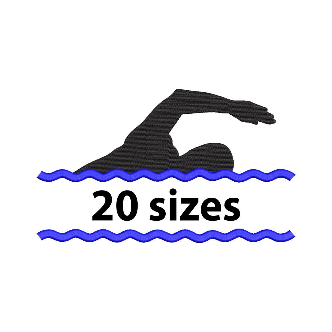 Swimmer Split Machine Embroidery Design, 20 Sizes, Mini to Large ...