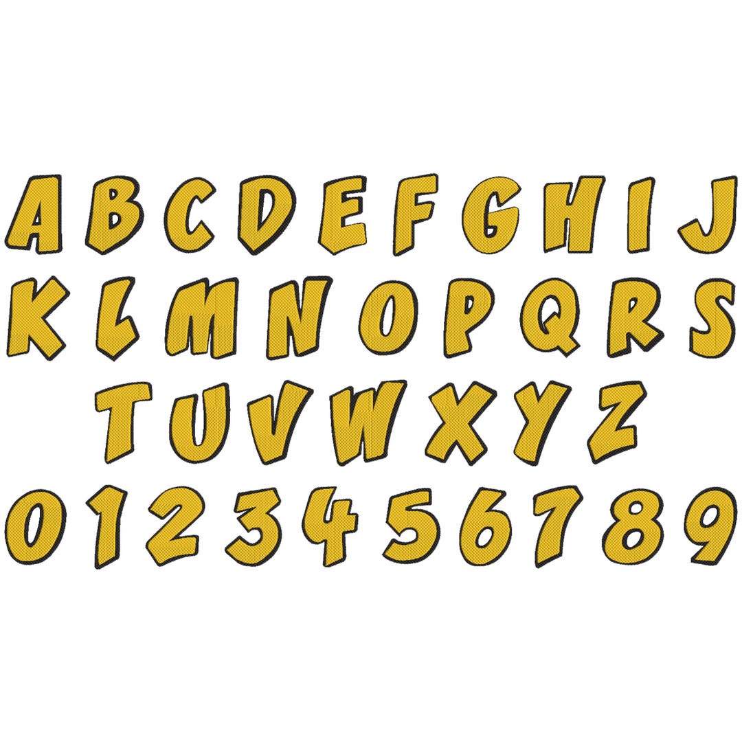 Comic Embroidery Font, 9 Sizes, A-Z Sorted, Fill Stitch Monogram ...