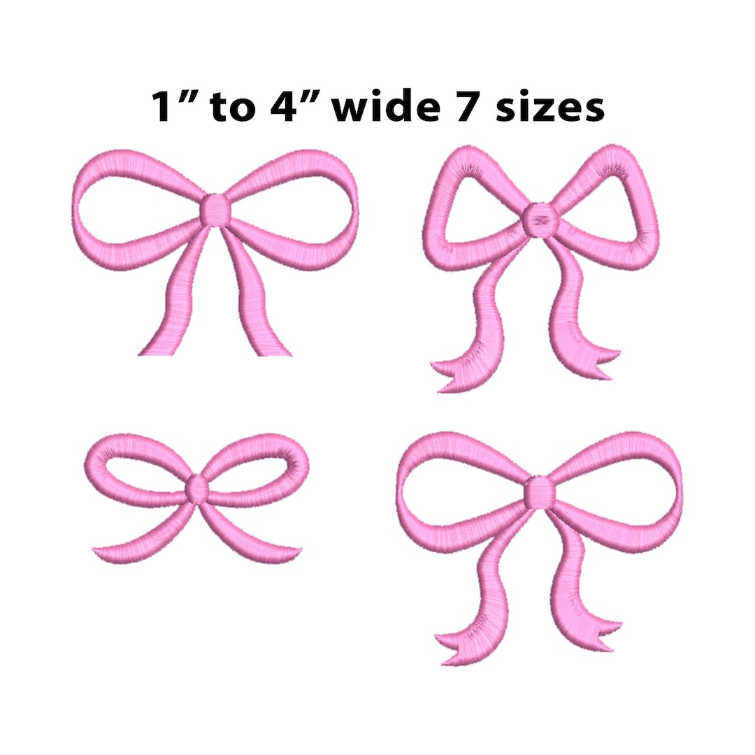 4 Mini Bow Embroidery Design, 7 Sizes, Mini Bow Machine Embroidery ...