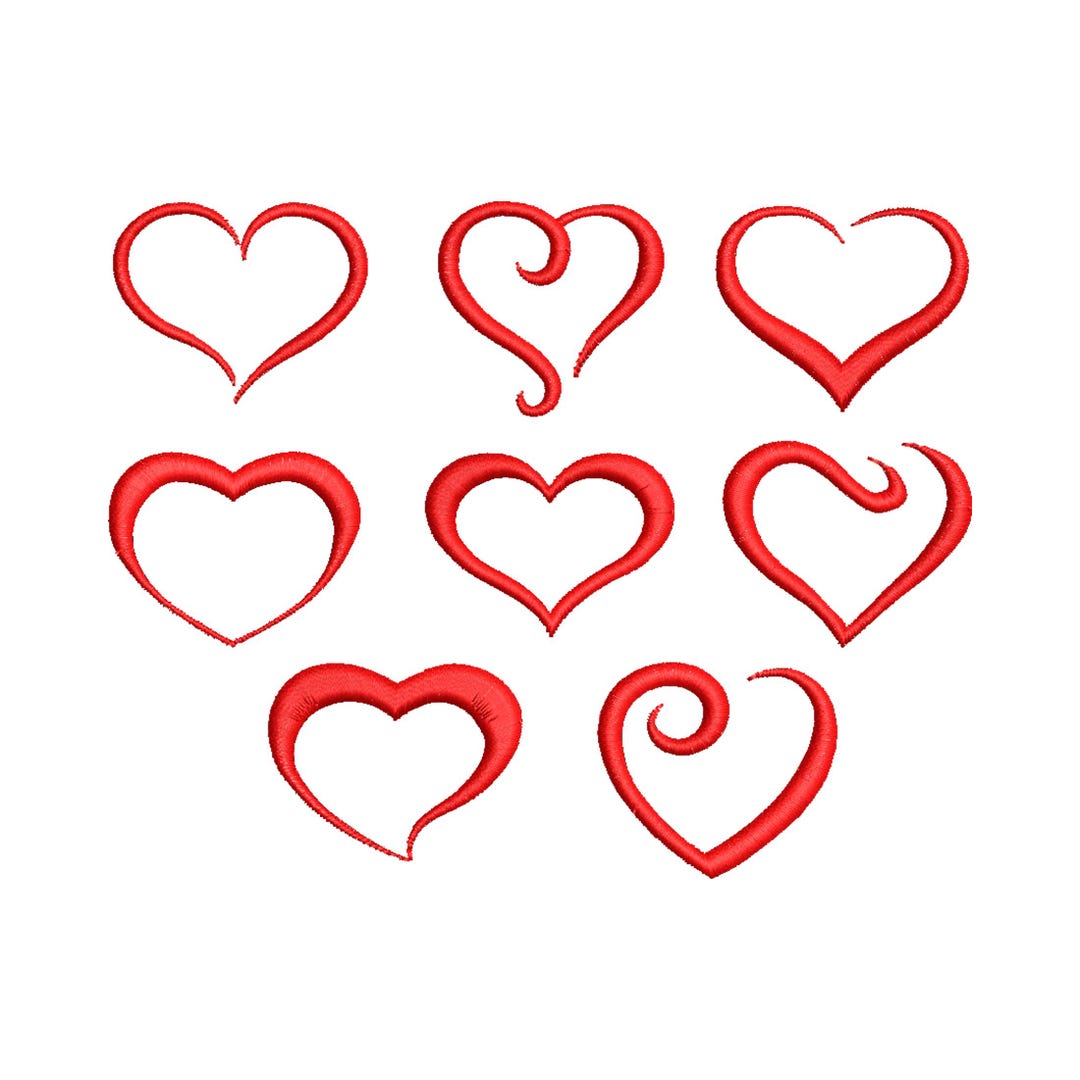 8 Mini Hearts Embroidery Designs, 10 Sizes, Heart Machine Embroidery ...