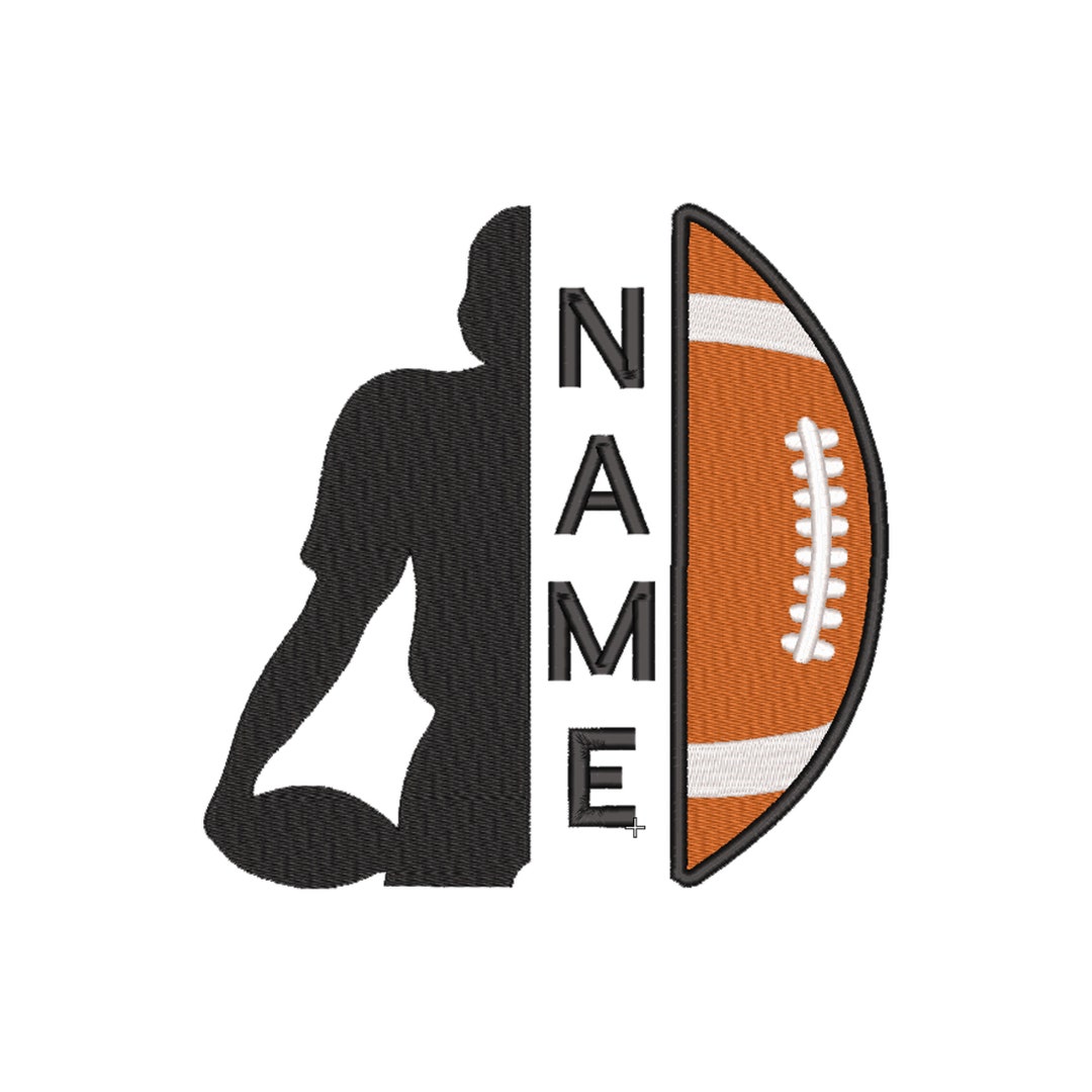 American Football Split Name Machine Embroidery Design, 5 Size, Half ...