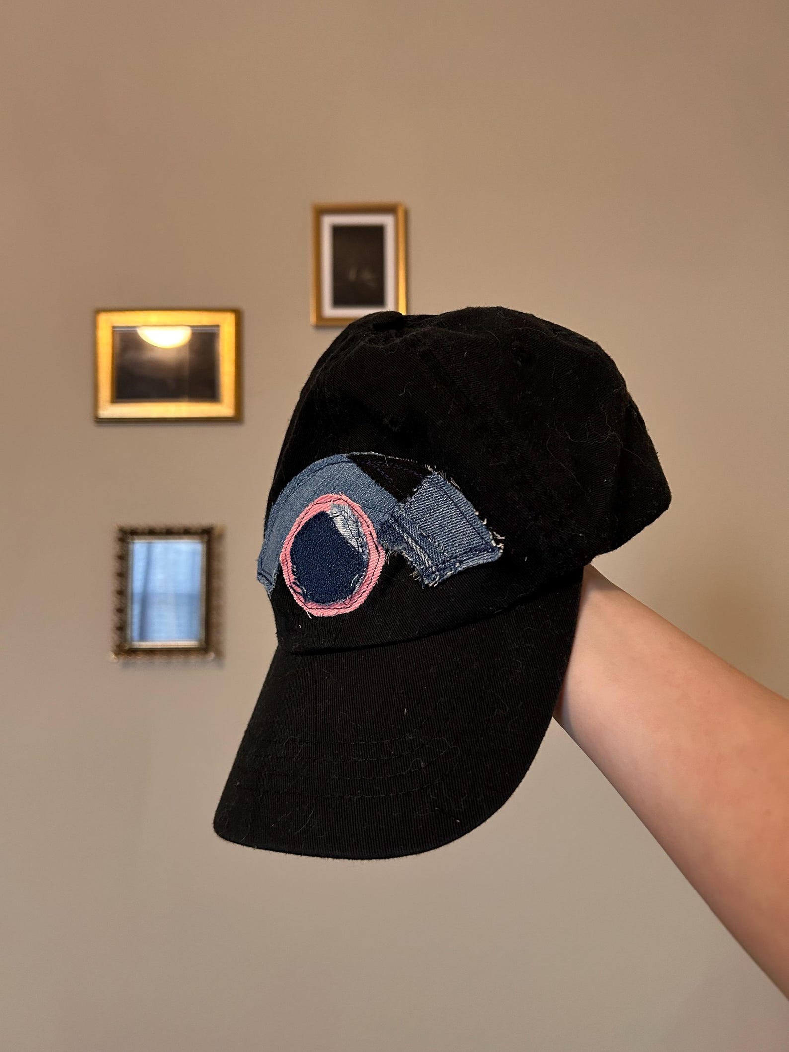 Upcycled Black Baseball Hat Woven Denim Applique - Etsy