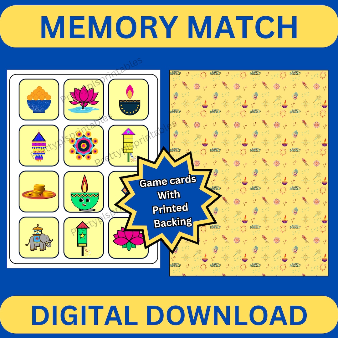 Diwali Printable Memory Matching Game for Children, Ages 4 and Up,cards ...