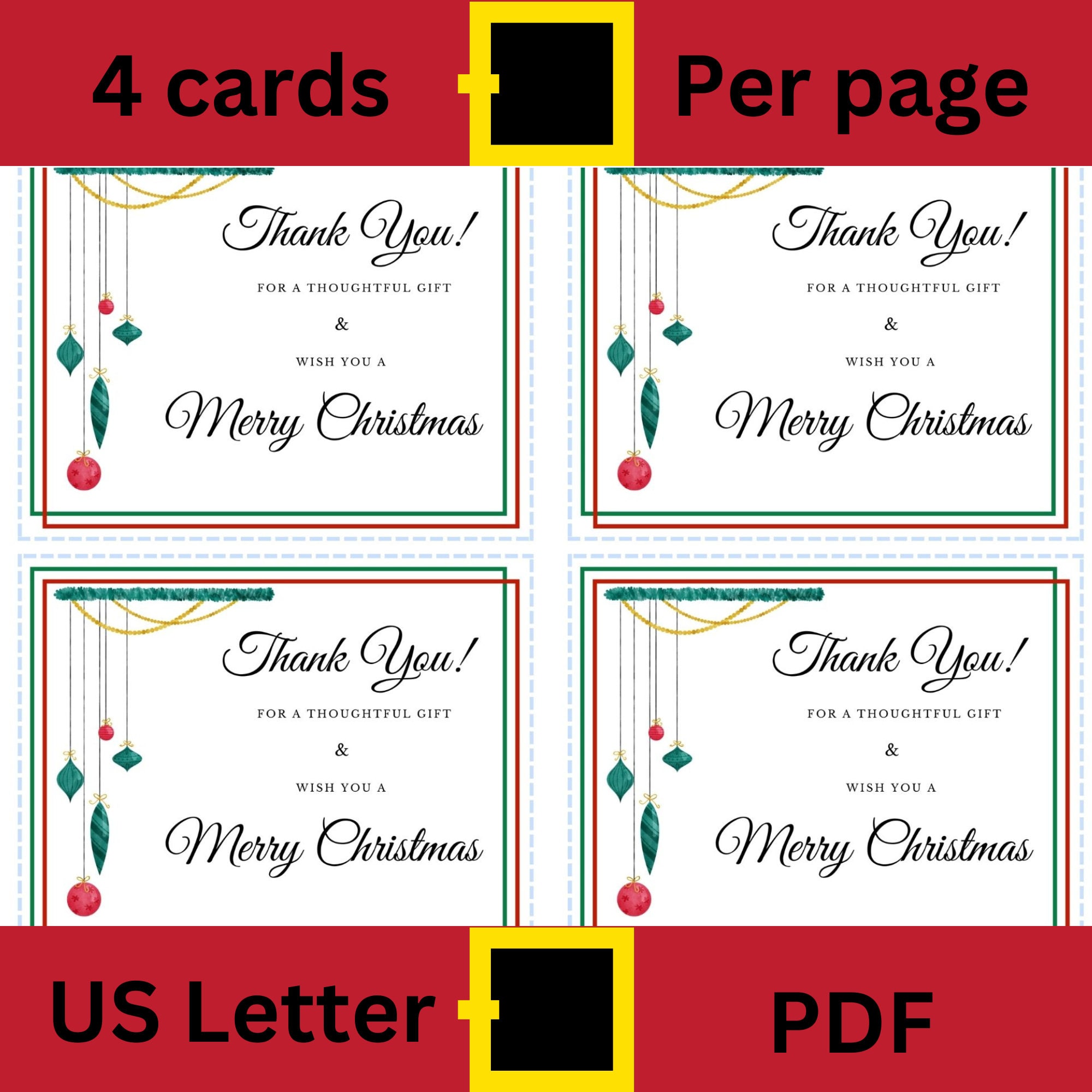 Printable Christmas Thank You Note Png From Teacher / Holiday Thank You ...