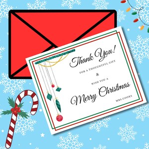 Printable Christmas Thank You Note Png From Teacher / Holiday Thank You ...