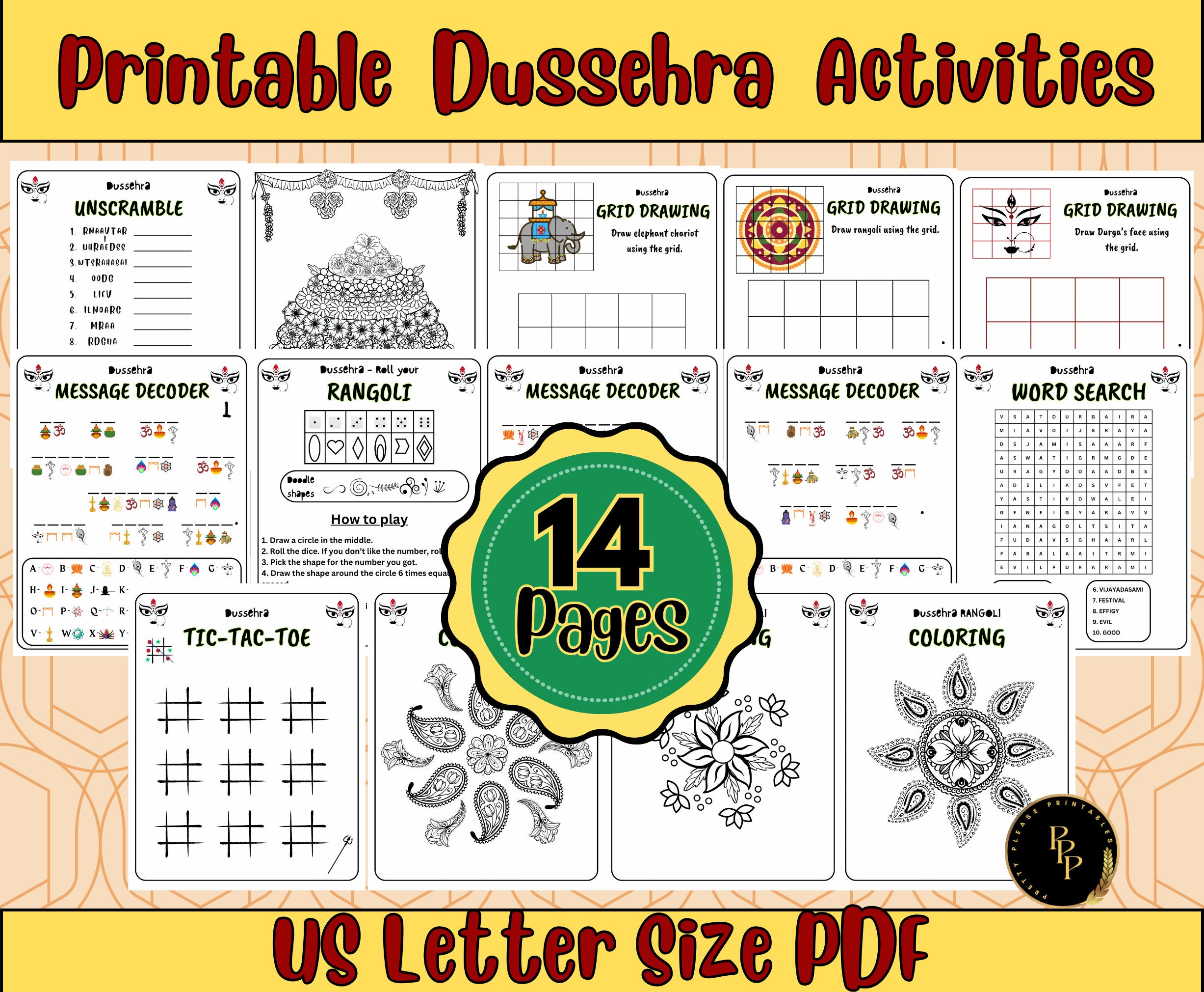 14 Printable Dussehra/dasara Activities for Kids Bundle, Coloring Pages ...
