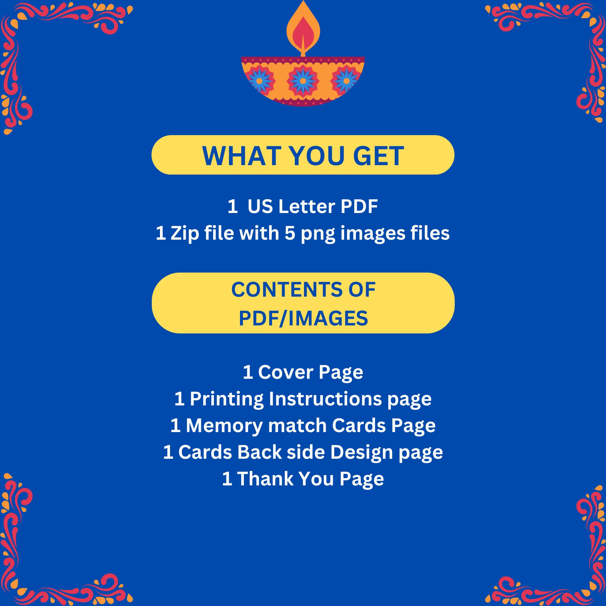 Diwali Printable Memory Matching Game for Children Ages 4 and - Etsy