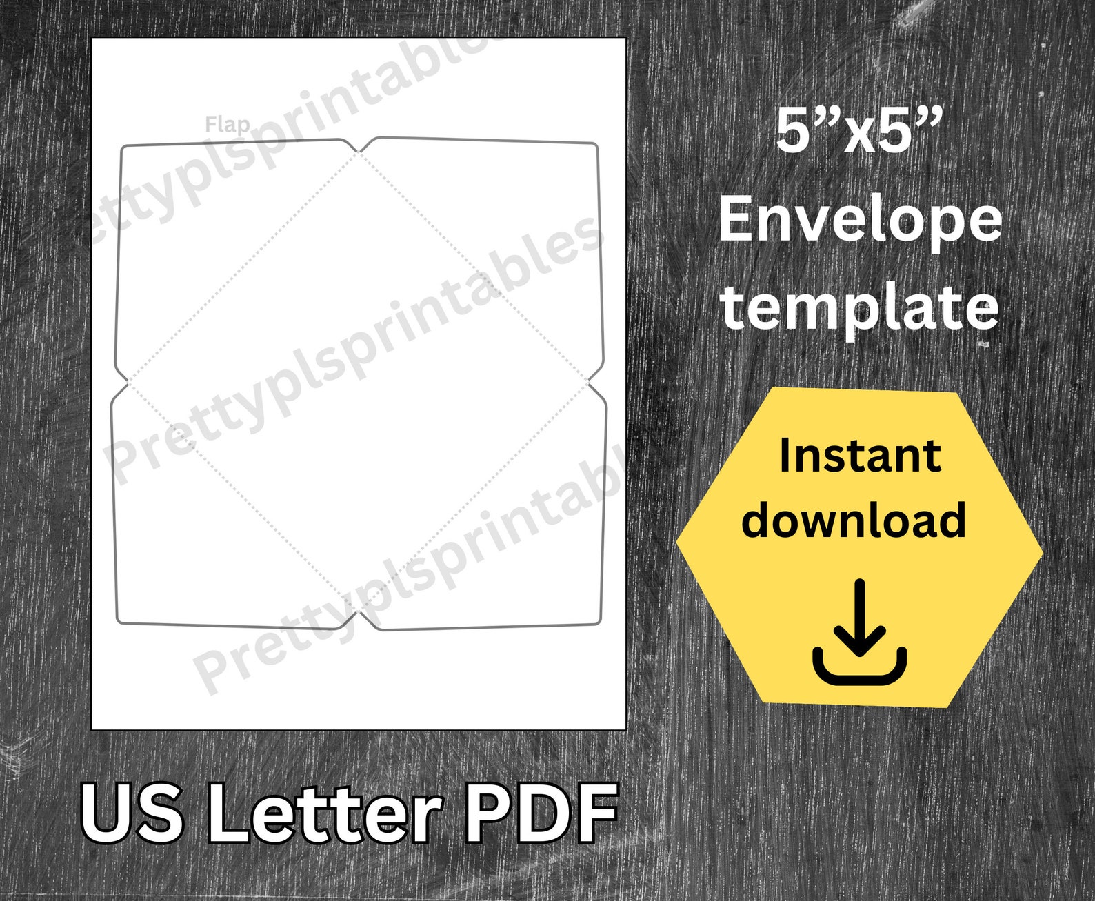 Envelope Template 5x5 Square Printable 5inx5in Square Envelope Template ...