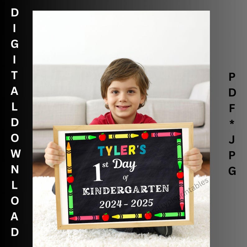 1st Day of School Sign 2024 Kindergarten Kids Printable Digital ...