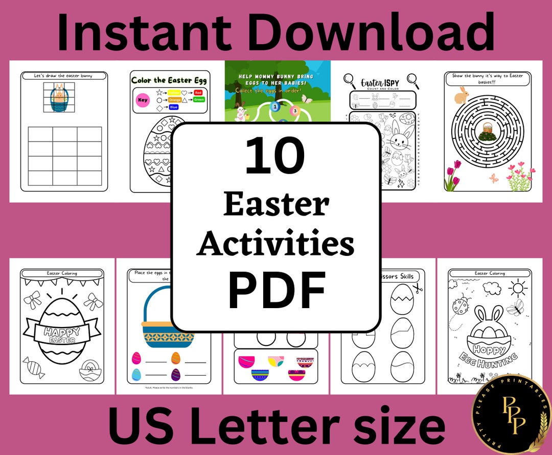 10 Printable Easter Activity Bundle, Kids Easter Activities, Coloring ...