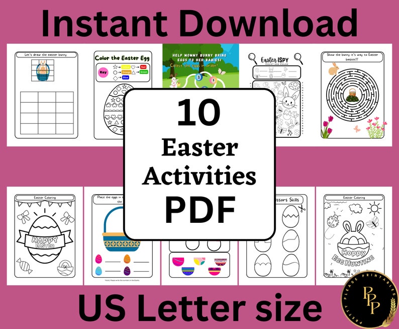 10 Printable Easter Activity Bundle, Kids Easter Activities, Coloring ...