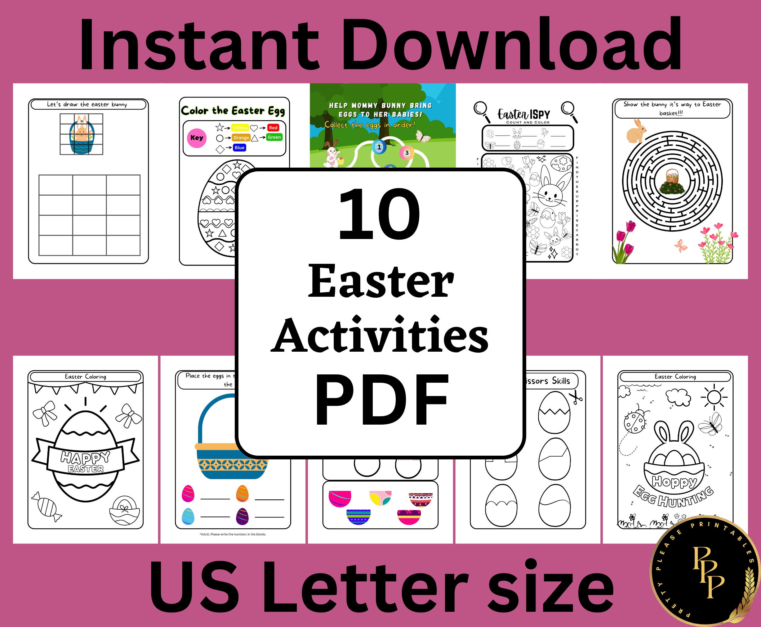 10 Printable Easter Activity Bundle, Kids Easter Activities, Coloring ...
