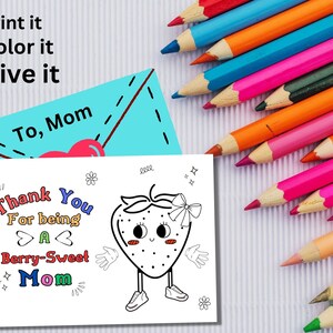 Printable Mother's Day Coloring Greeting Card, Instant Download 7x5 ...