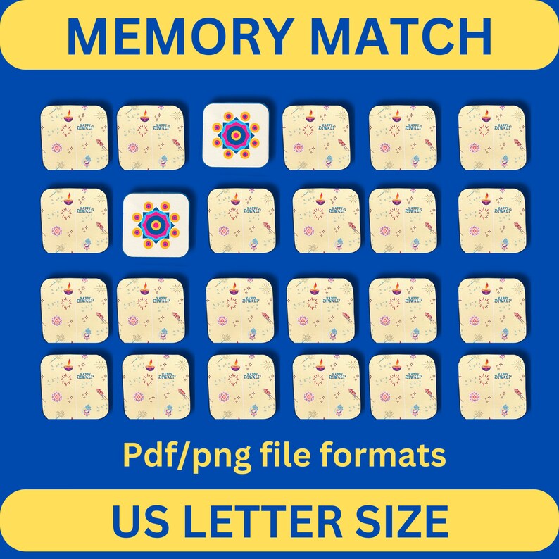 Diwali Printable Memory Matching Game for Children, Ages 4 and Up,cards ...