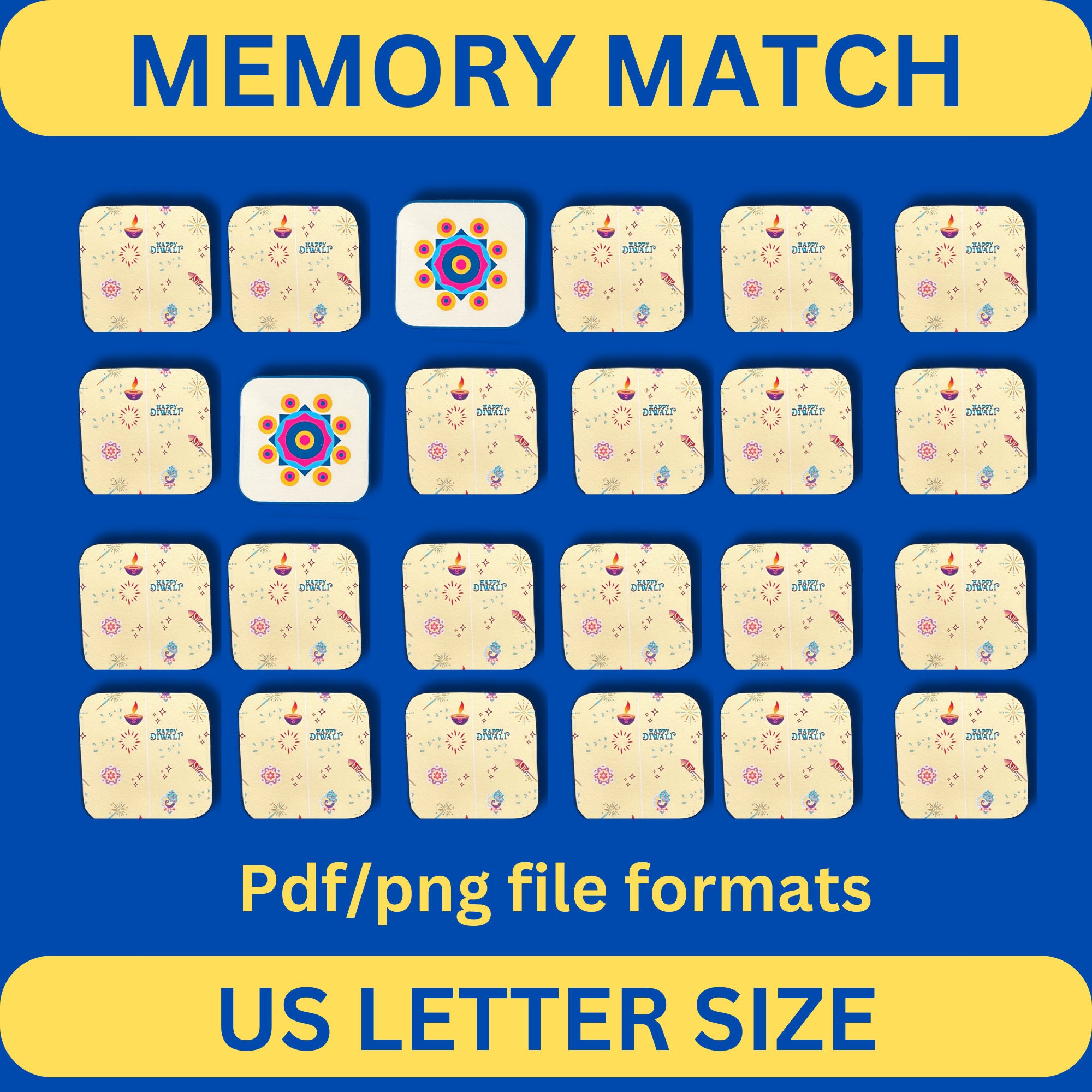 Diwali Printable Memory Matching Game for Children, Ages 4 and Up,cards ...