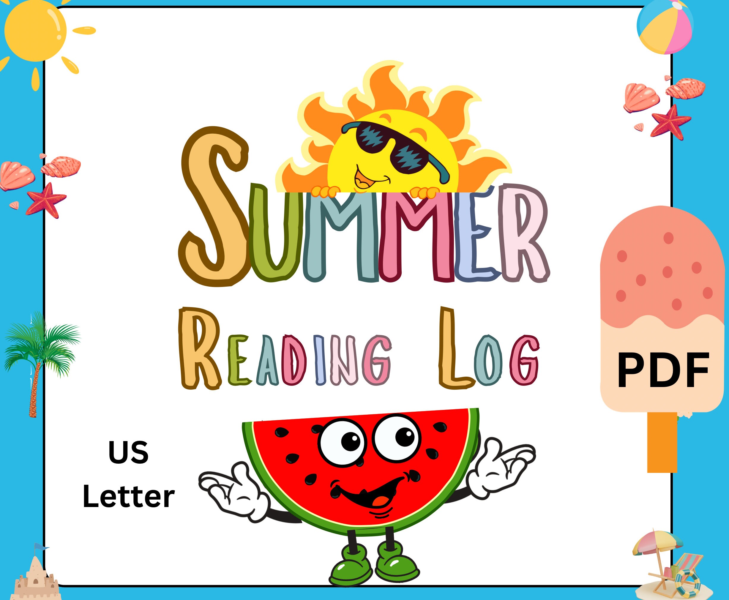 Summer Reading Logs Pdf Digital Instant Download, Kids Reading Logs Us ...
