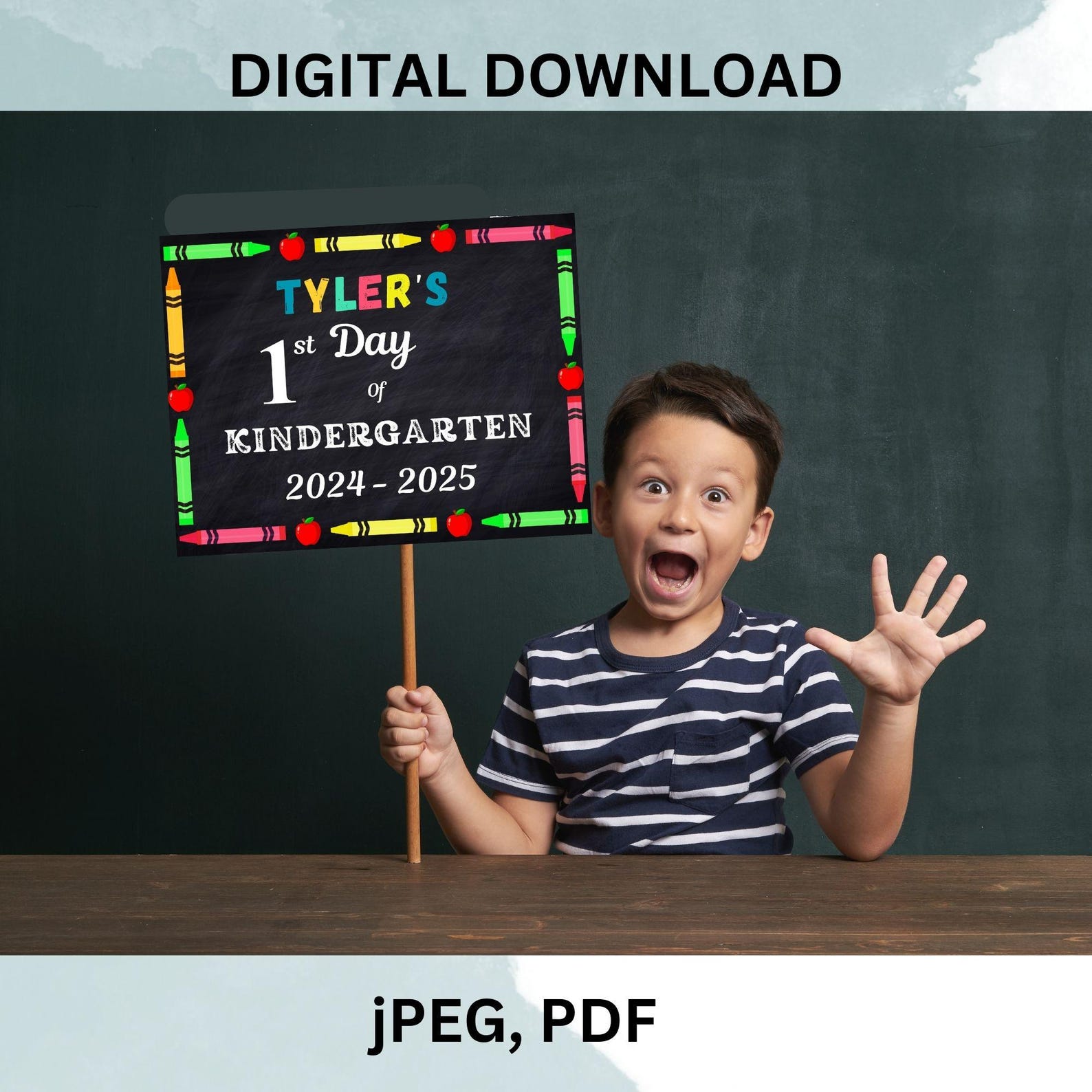 1st Day of School Sign 2024 Kindergarten Kids Printable Digital ...