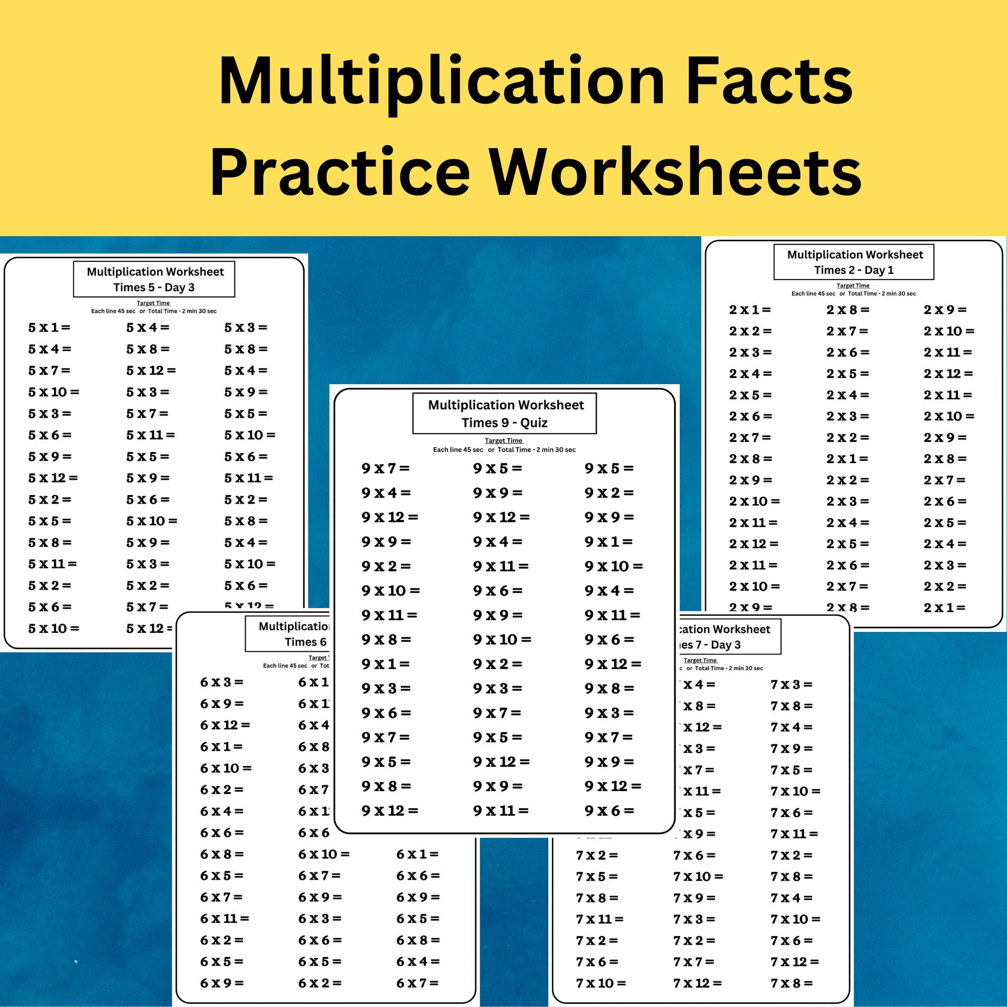 Multiplication Facts Practice Worksheets for Kids Printables - Etsy