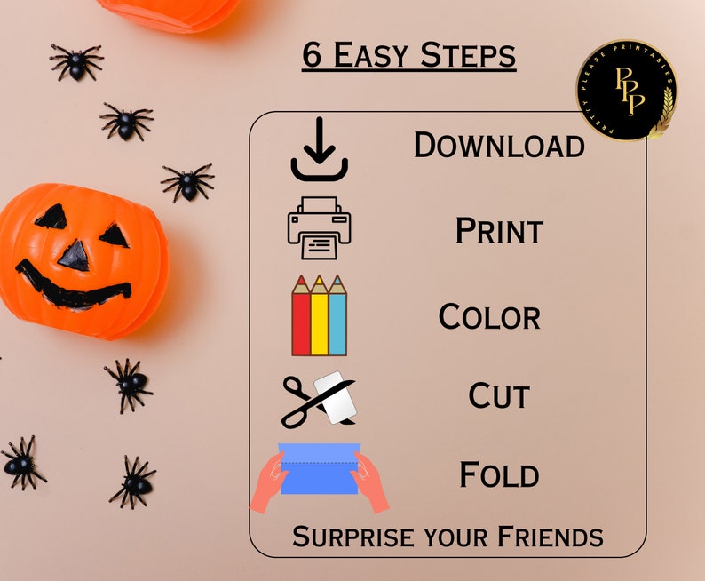 6 Printable Folding Surprise Halloween Greeting Cards for Kids 4in X ...